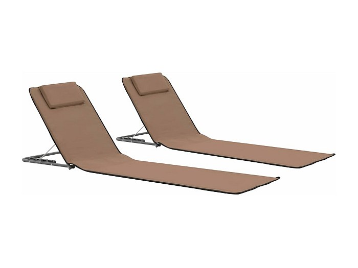 Klappbare Strandmatte 2 Stk. Stahl und Stoff Braun