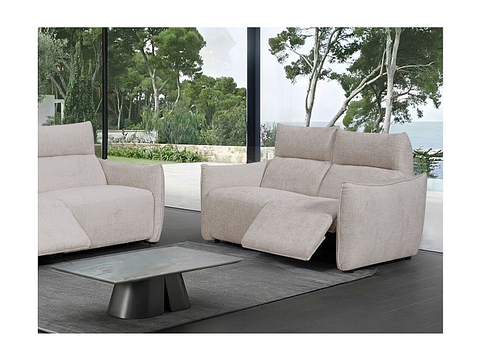 Canapé de relaxation électrique 2 places MELLY en tissu - Beige