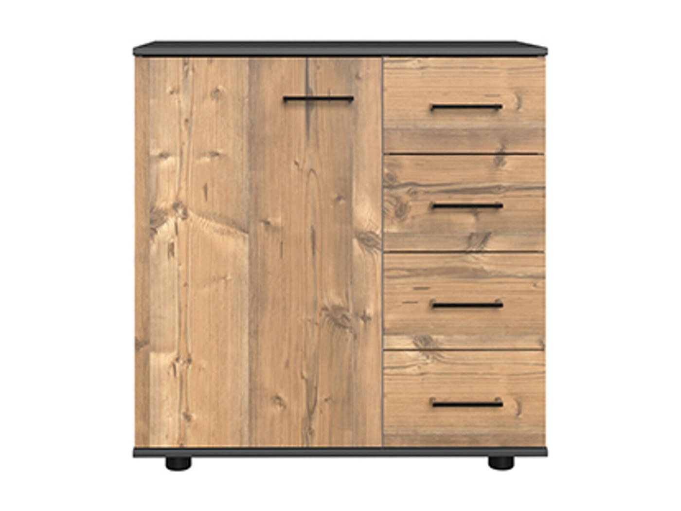 Commode meuble de rangement coloris effet bois - L. 81 x H. 83 x P. 41 cm