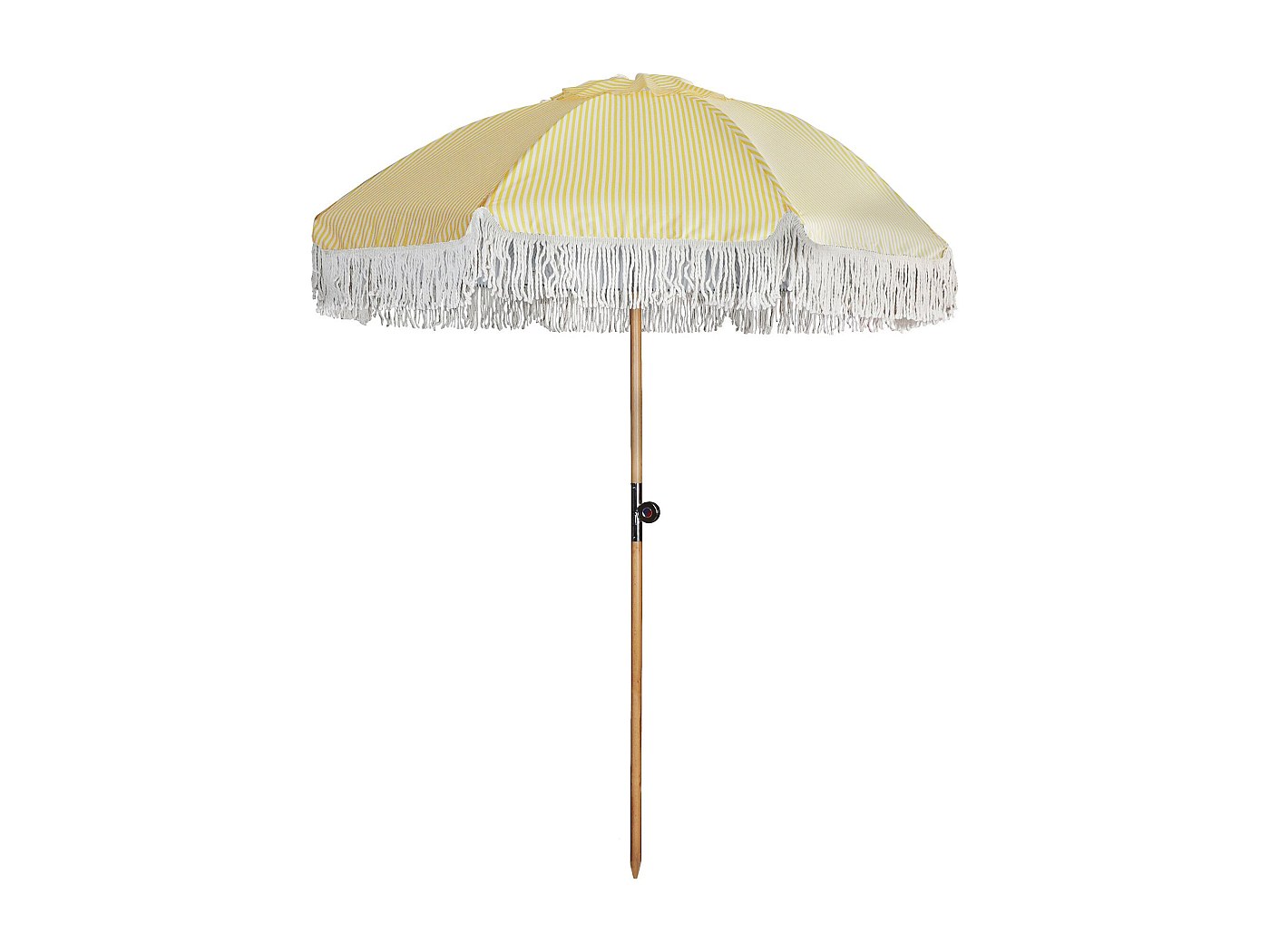 Now's Home - Parasol En Polyester Rayure Jaune Avec Frange Diam 180cm Playa