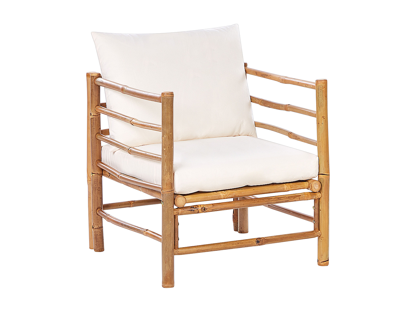 Sillón de jardín de bambú blanco crema CERRETO