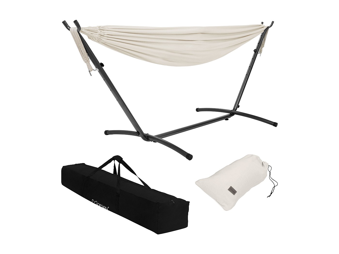 Amaca doppia con struttura acciaio cotone da campeggio giardino beige ...