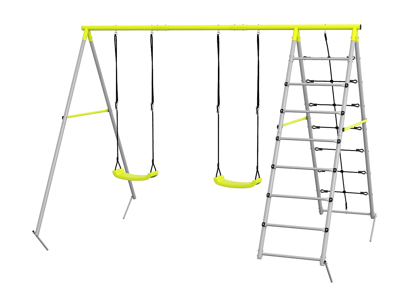 Balançoire portique 4 agrès - 2 balançoires, 2 échelles - dim. 2,6L x 1 ...