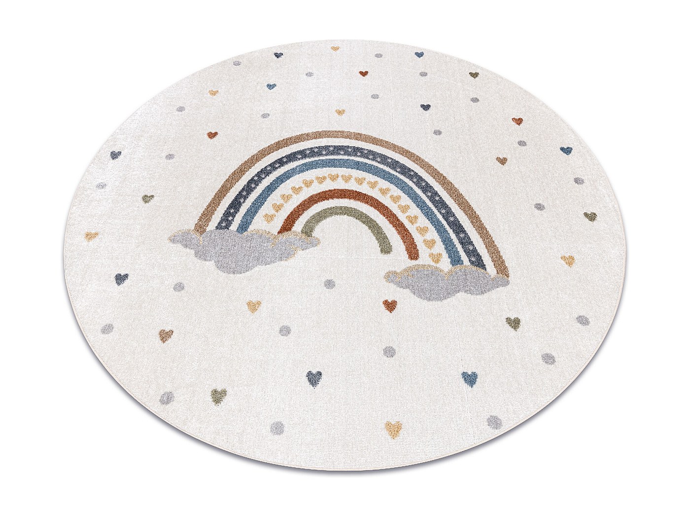 Tapijt BONO 724 cirkel RAINBOW HEART crème/lichtgrijs cercle 100 cm