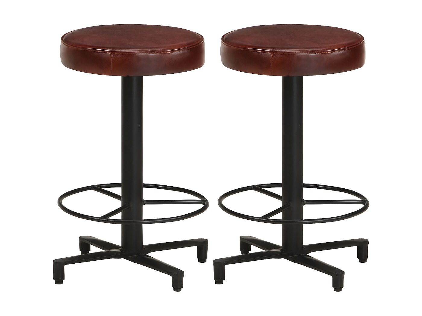 Taburetes de barra de cocina 2 unidades cuero auténtico 52 cm