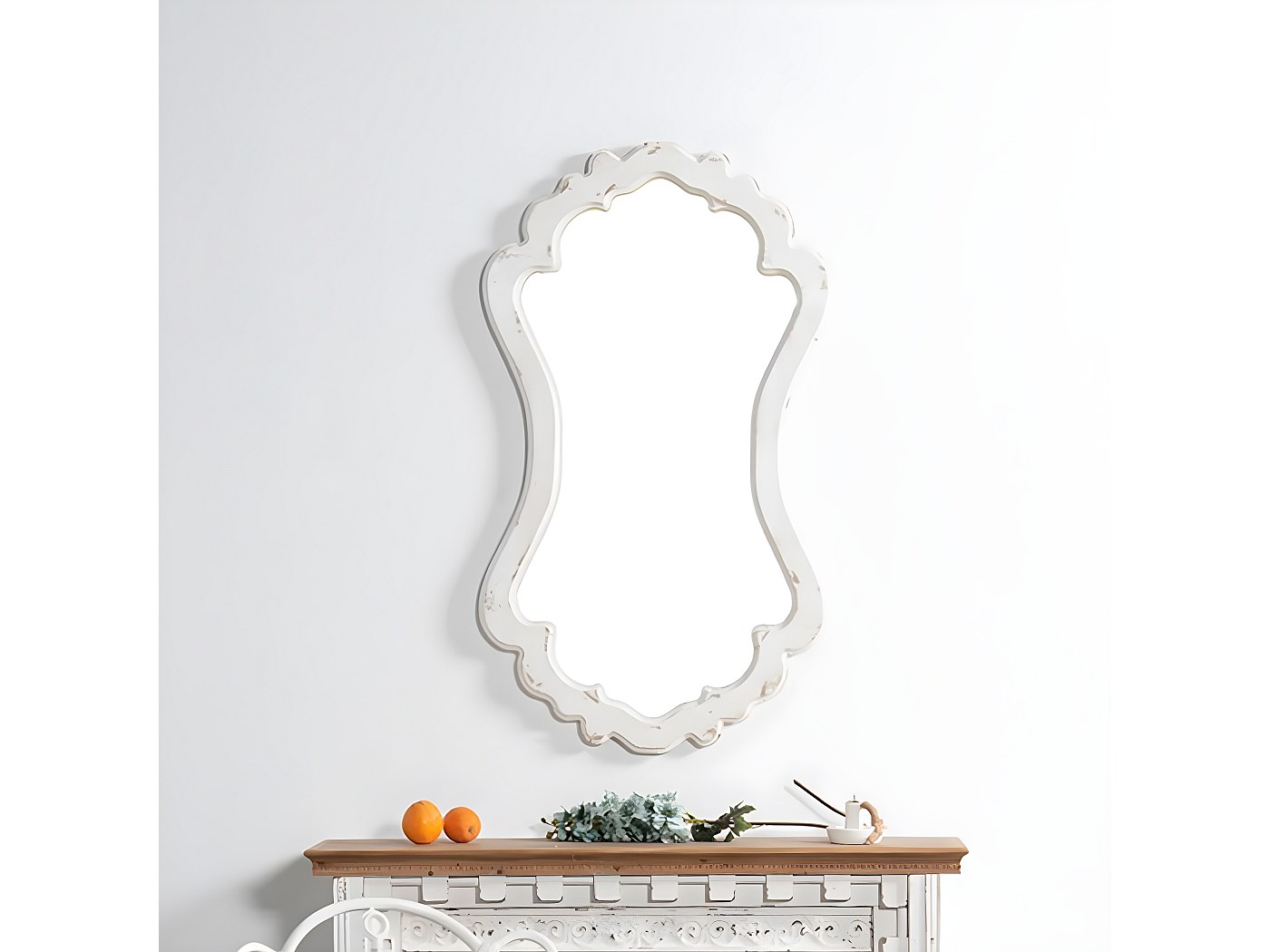 Grand Miroir Bois Blanc 69x2.5x121cm - Bois-MDF