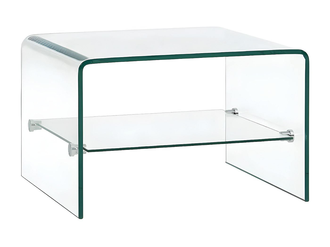 Table basse rectangulaire 2 plateaux verre trempé transparent Niu