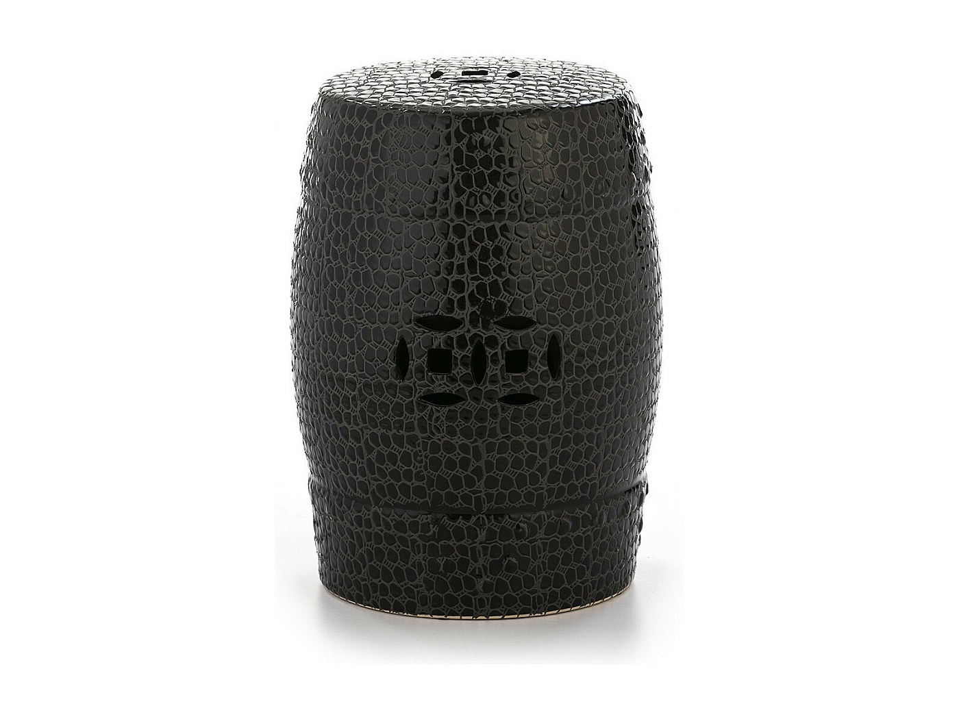 Tabouret bas rond céramique noir et brun Laizy