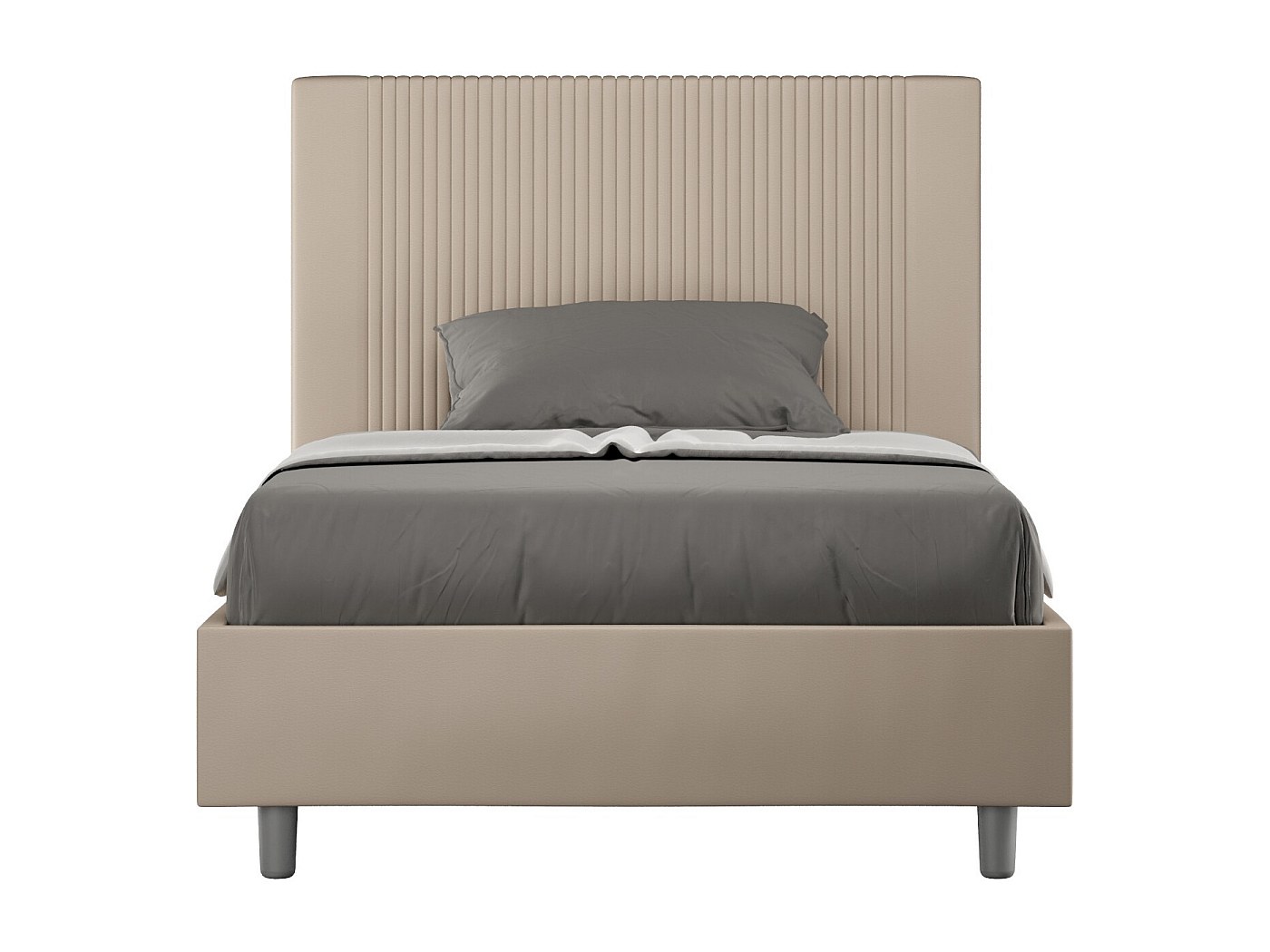 Lit moderne 90x190 avec tête de lit rayures verticales matelassé simili ...