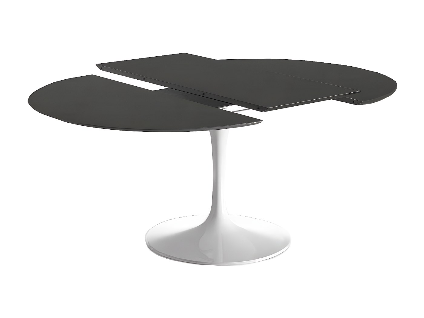 Table tulipe ovale extensible-Plateau Noir mat-Largeur 170/230 cm ...