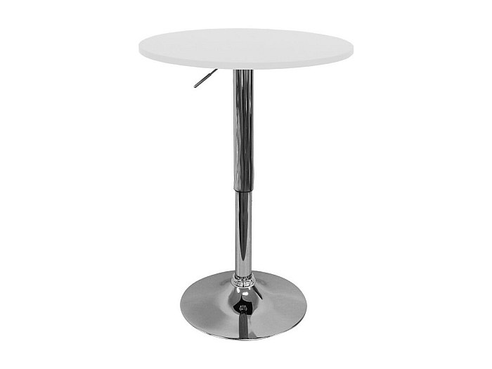 Table de bar ronde laquée blanc et acier chromé D60xH68-76cm Kofy