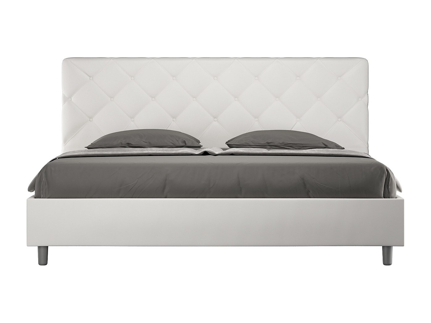 Lit adulte italien matelassé simili cuir Paryse-Couleur Blanc-180x200 ...