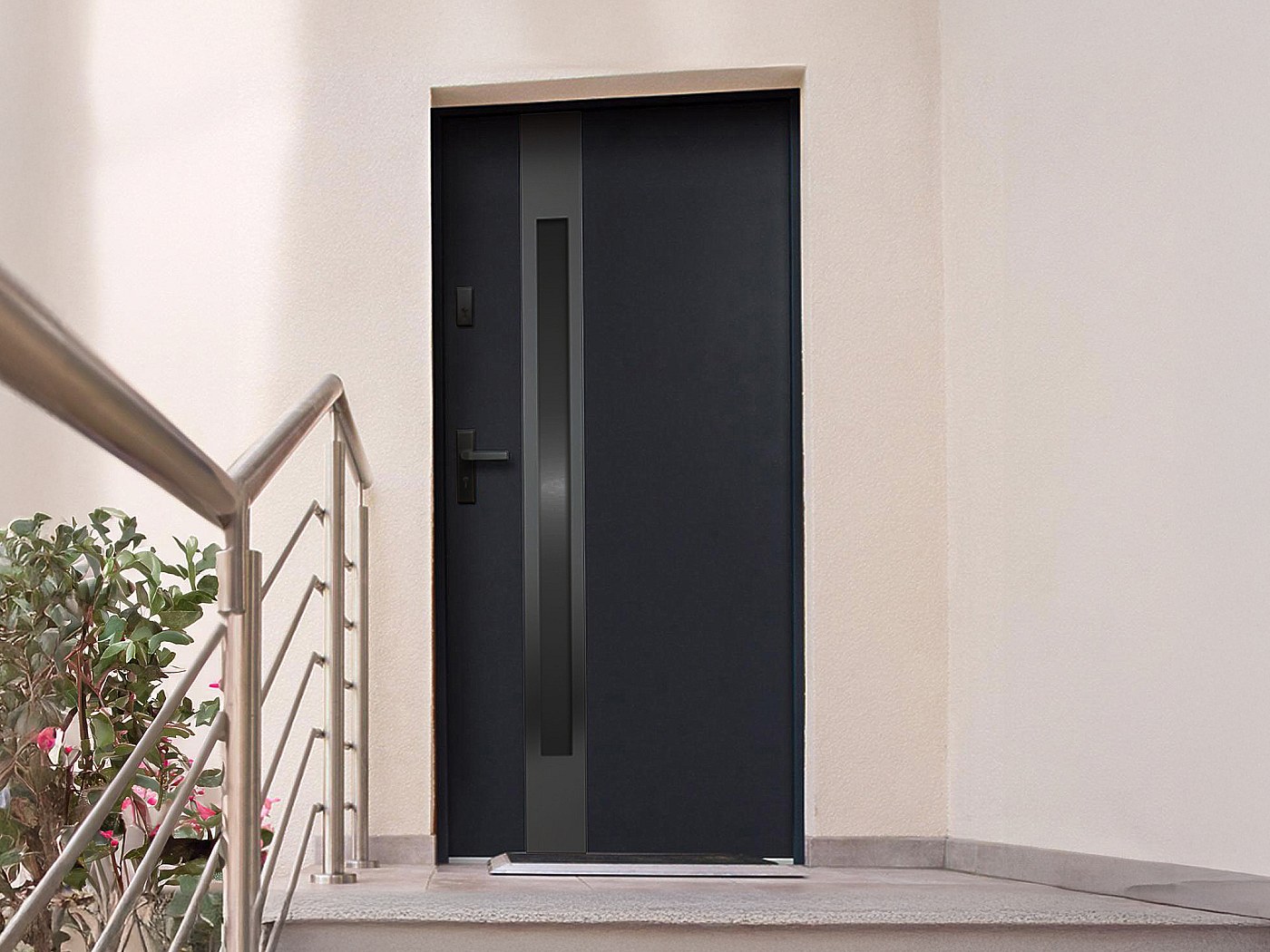 Porta d'ingresso Acciaio massiccio Inox H207xl100 Antracite fumé ...