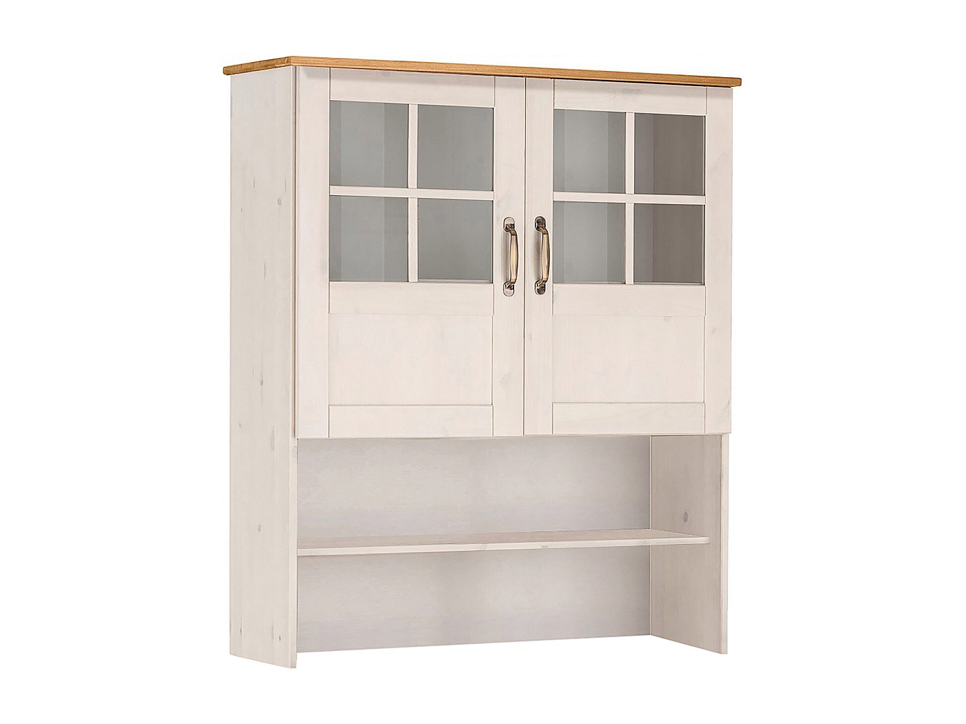 Alby | Huche avec 2 portes en verre et 1 étagère en laque blanc pin