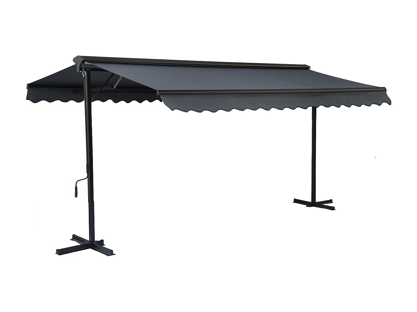 Store double pente avec coffre 3 x 4 m en aluminium gris anthracite