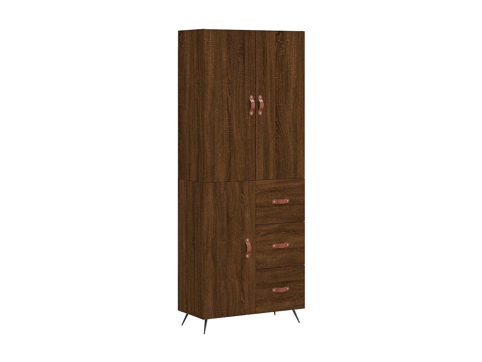 Buffet haut Chêne marron 69,5x34x180 cm Bois d'ingénierie