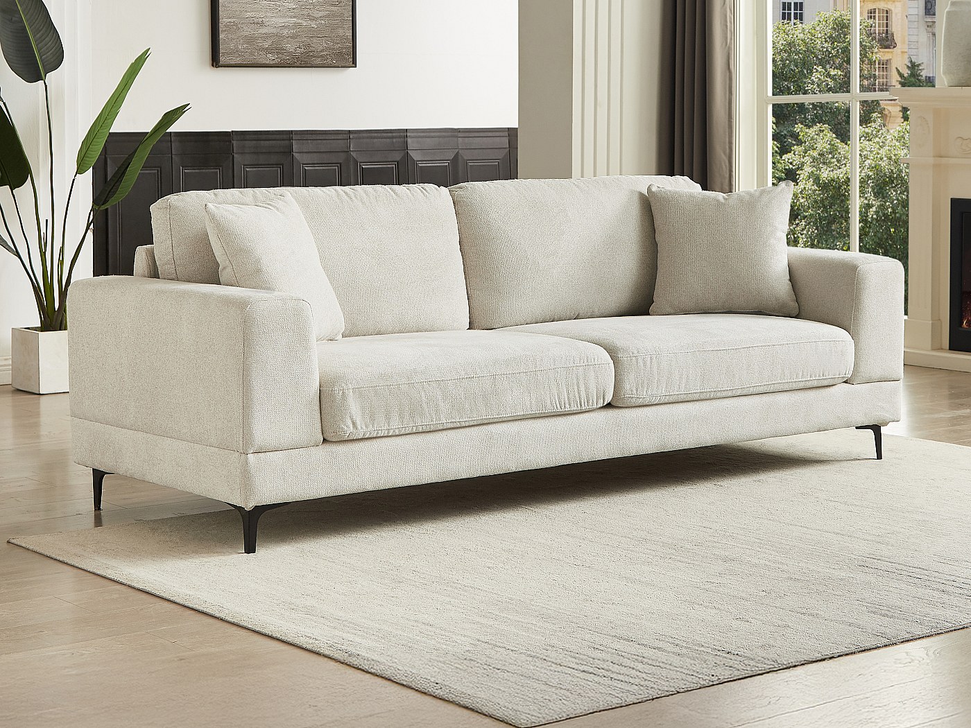Zitbank 3 plaatsen in beige textuurstof JAMOLO
