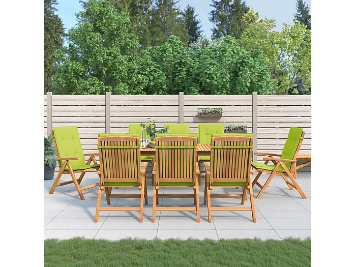 Chaises de jardin inclinables et coussins lot de 8 teck solide