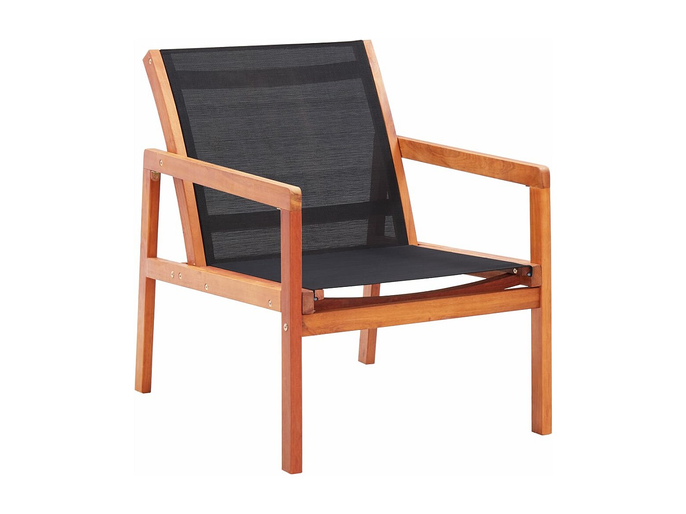 Chaise de jardin Noir Bois d'eucalyptus solide et textilène