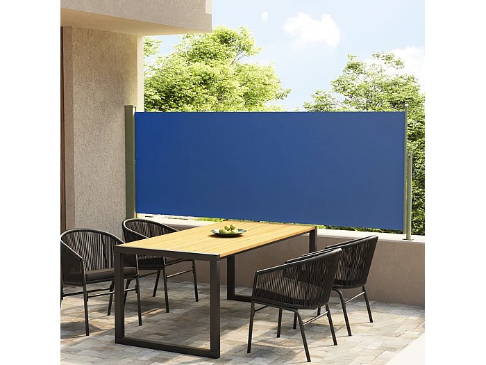 Tenda da sole laterale retrattile 117x300 cm Blu
