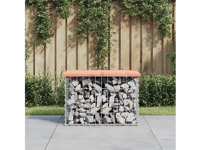 Banco de jardim design Gabion 63x44x42 cm madeira maciça de abeto Douglas