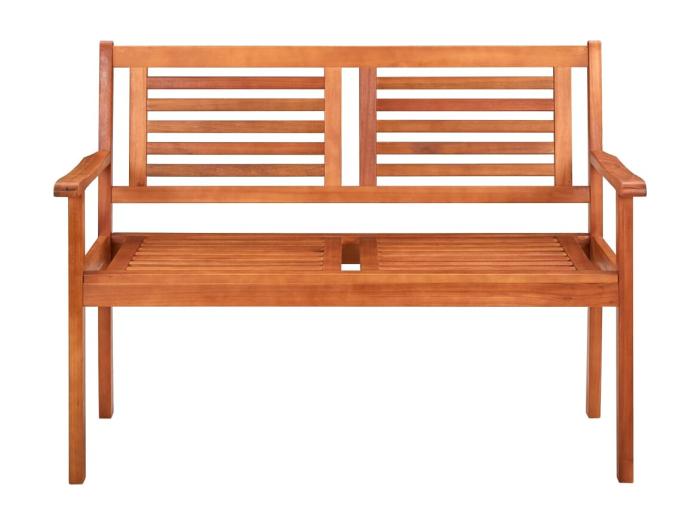 Banco De Jardín 2 Plazas Con Cojín 120 Cm Madera De Eucalipto