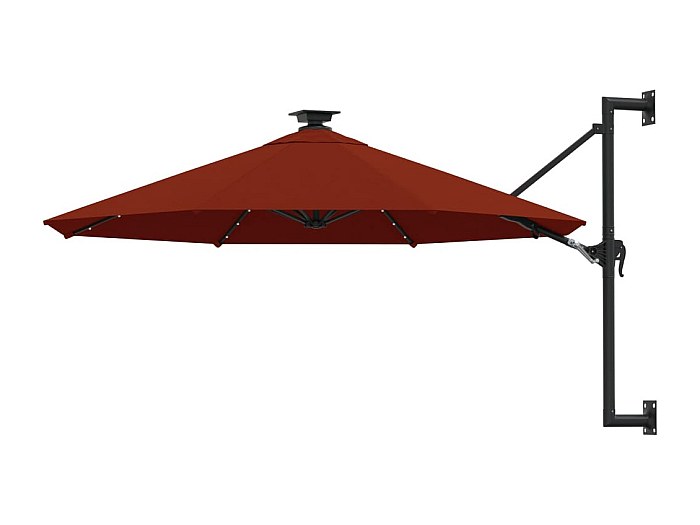 Parasol mural avec mât métallique et LED 300 cm Terre cuite