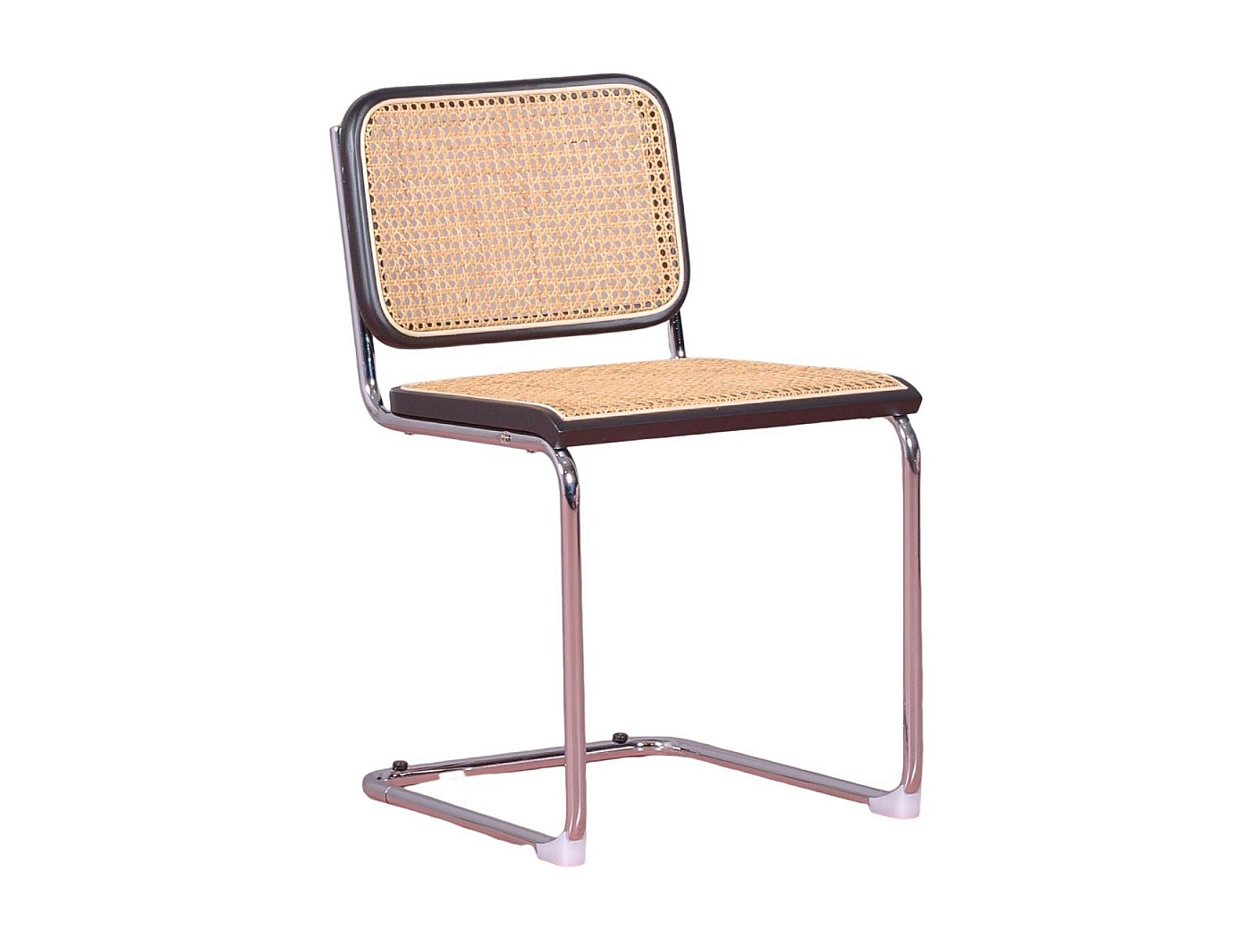 Chaise rétro en rotin naturel et acier chromé - Cesca - Noir