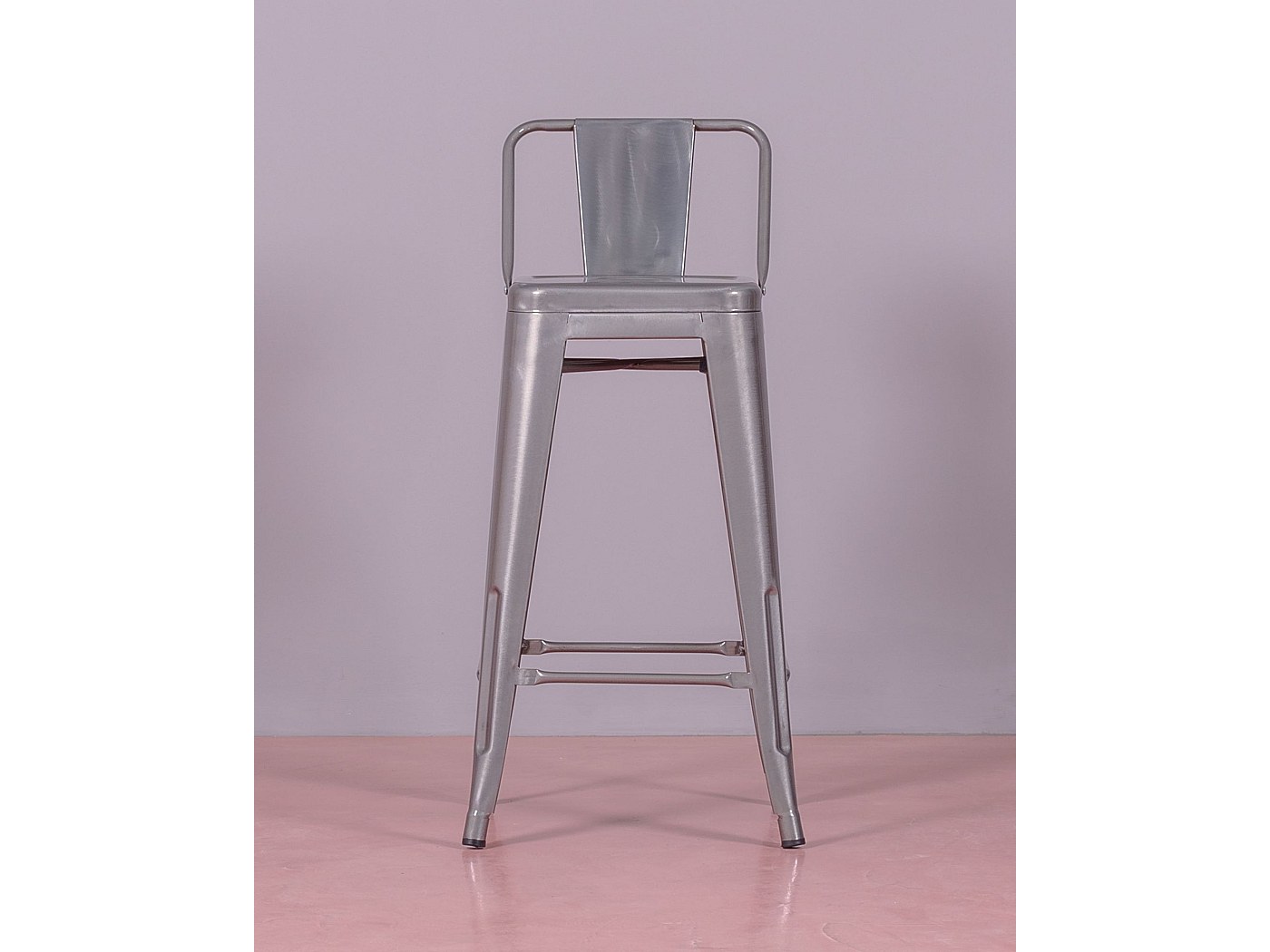 Taburete industrial metálico con respaldo bajo (66cm) - Bistro - Metálico