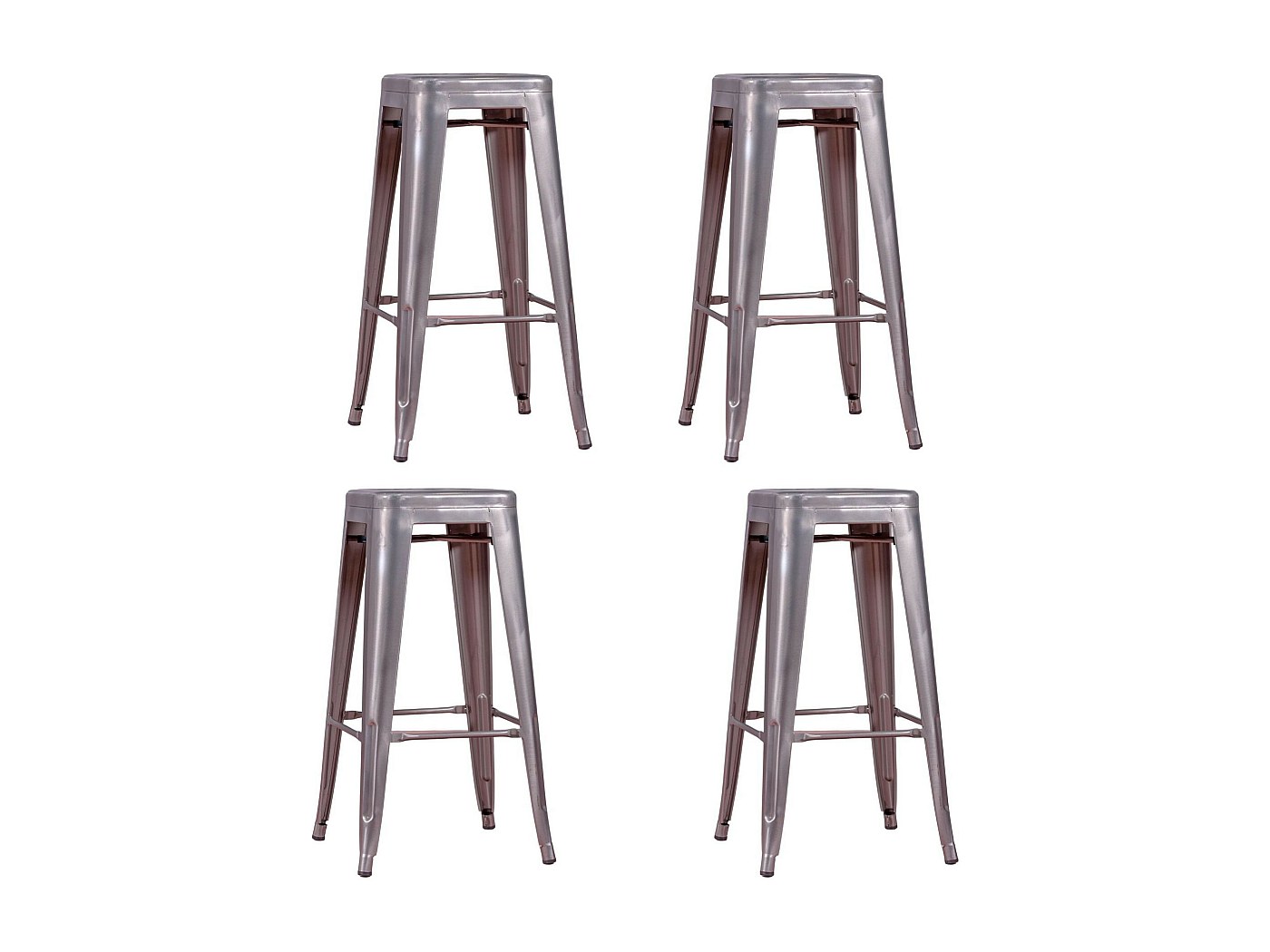Pack de 4 taburetes metálicos de 66 cm de altura - Bistro - Metálico
