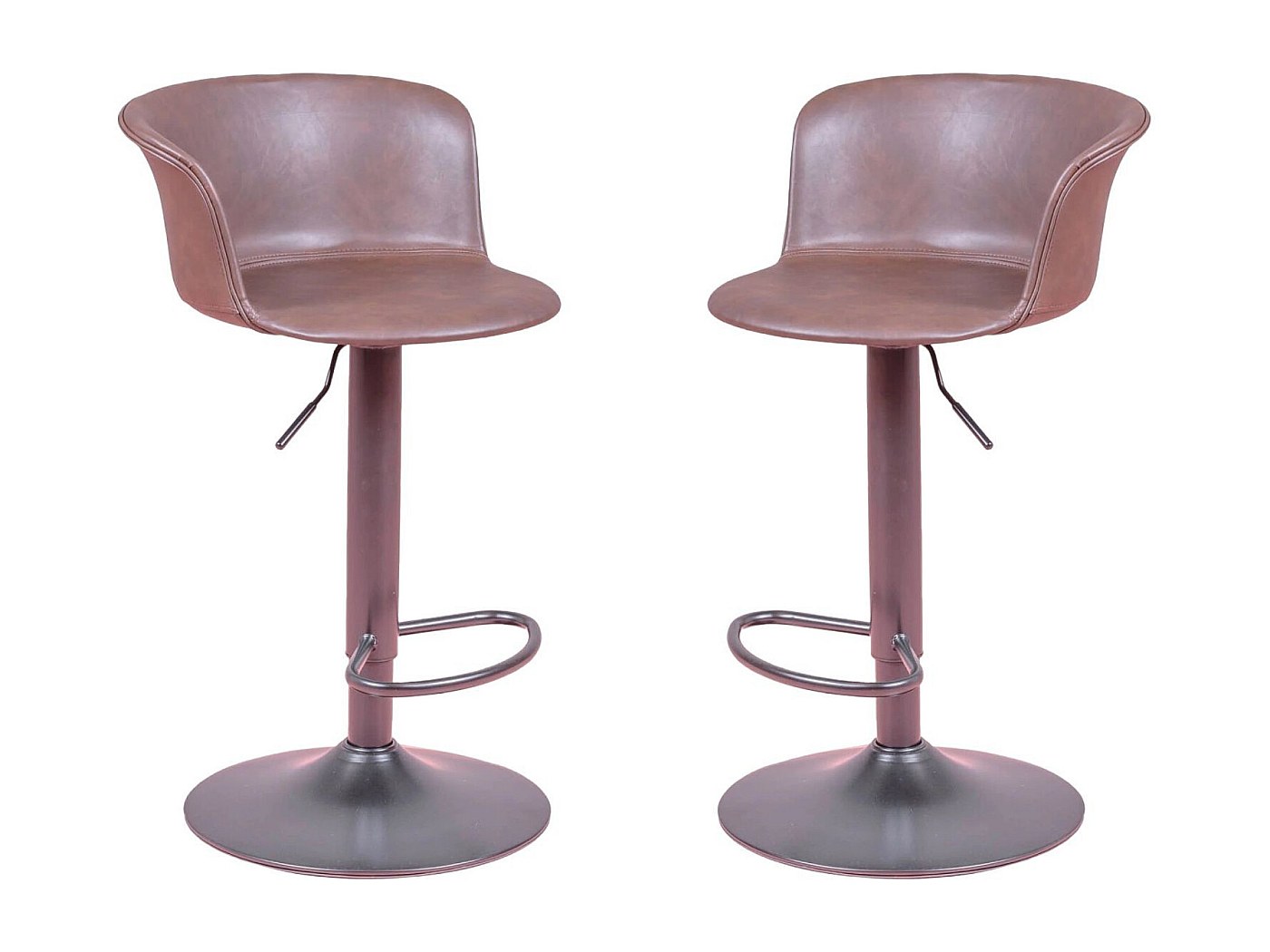 Lot de 2 tabourets réglables - Brandon - Brun