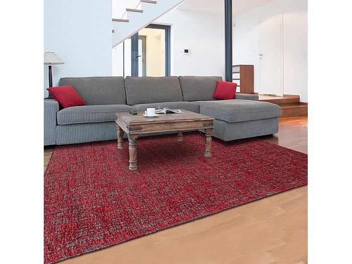 Tapis salon 160x230 cm Rectangulaire MARACHI TISSÉ À PLAT Rouge Salon ...