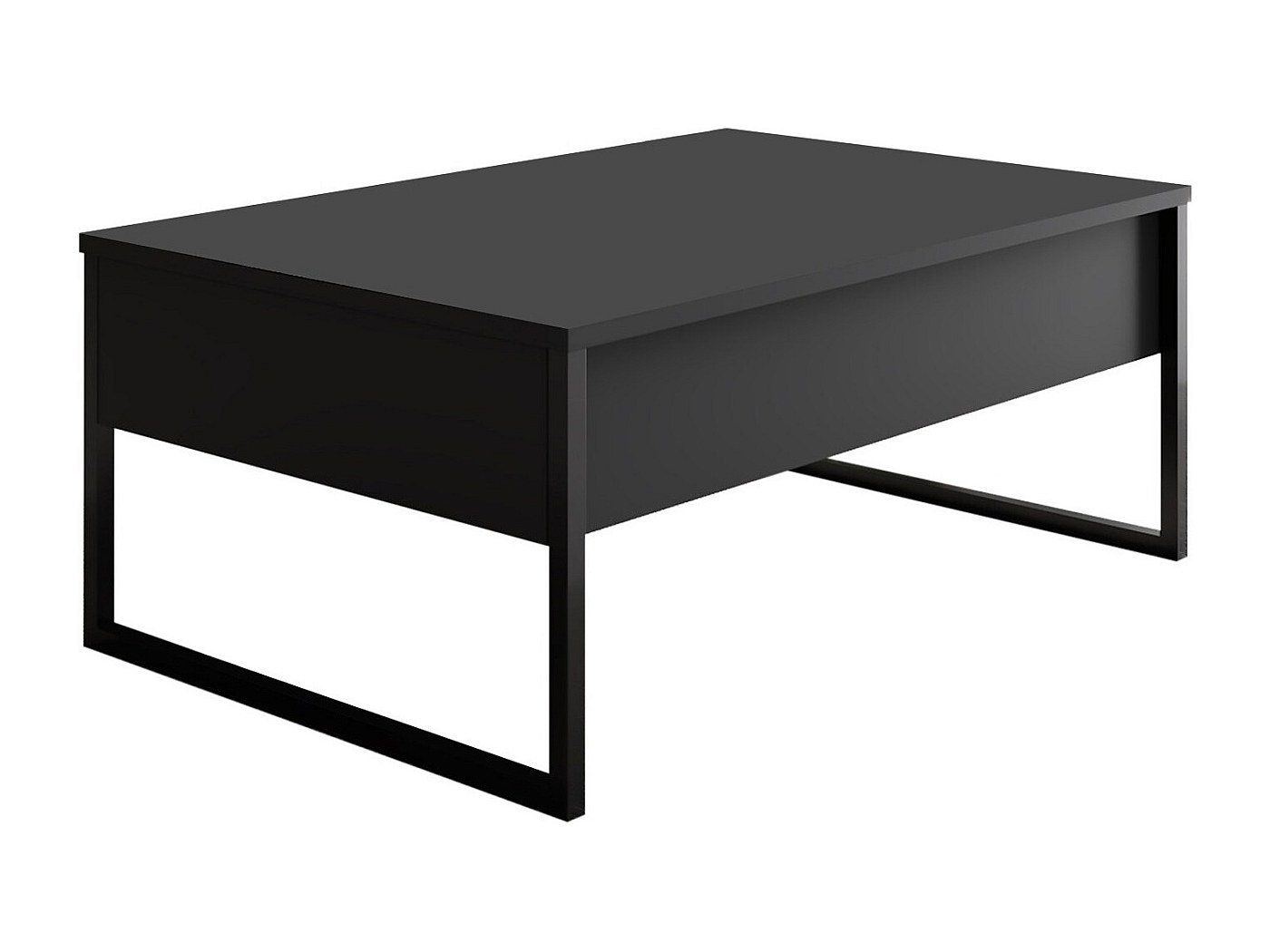 Table basse Sibylle 60x90cm Métal Noir et Bois Anthracite