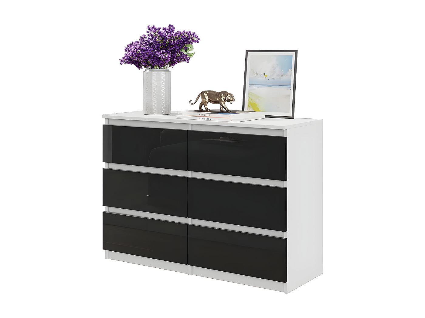 Commode moderne 6 tiroirs spacieuse design moderne élégant IRIS