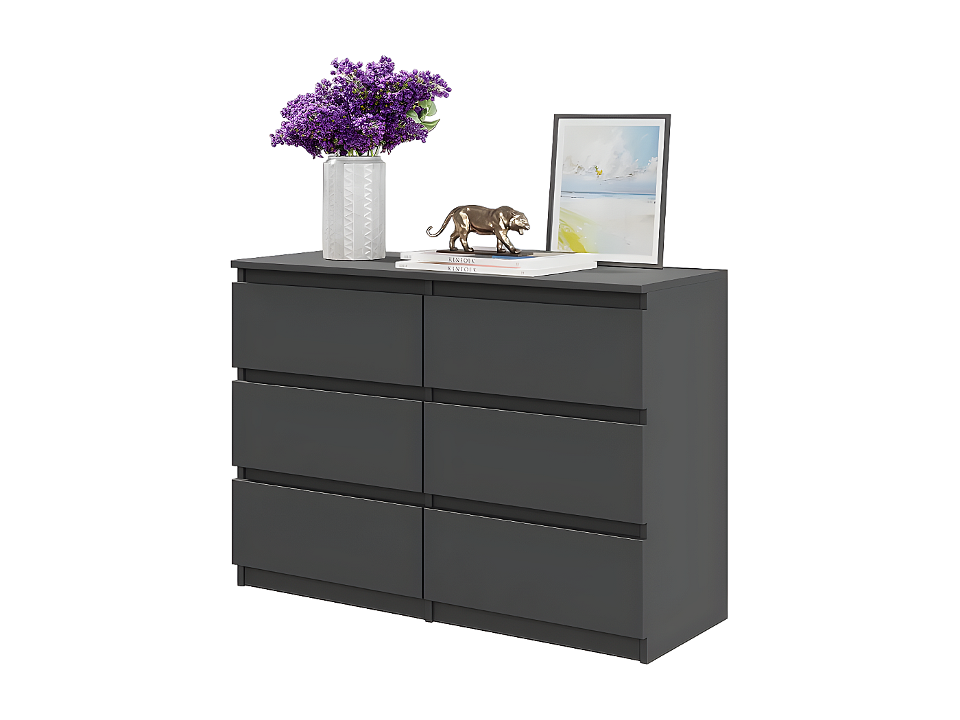 Commode moderne 6 tiroirs spacieuse design moderne élégant IRIS