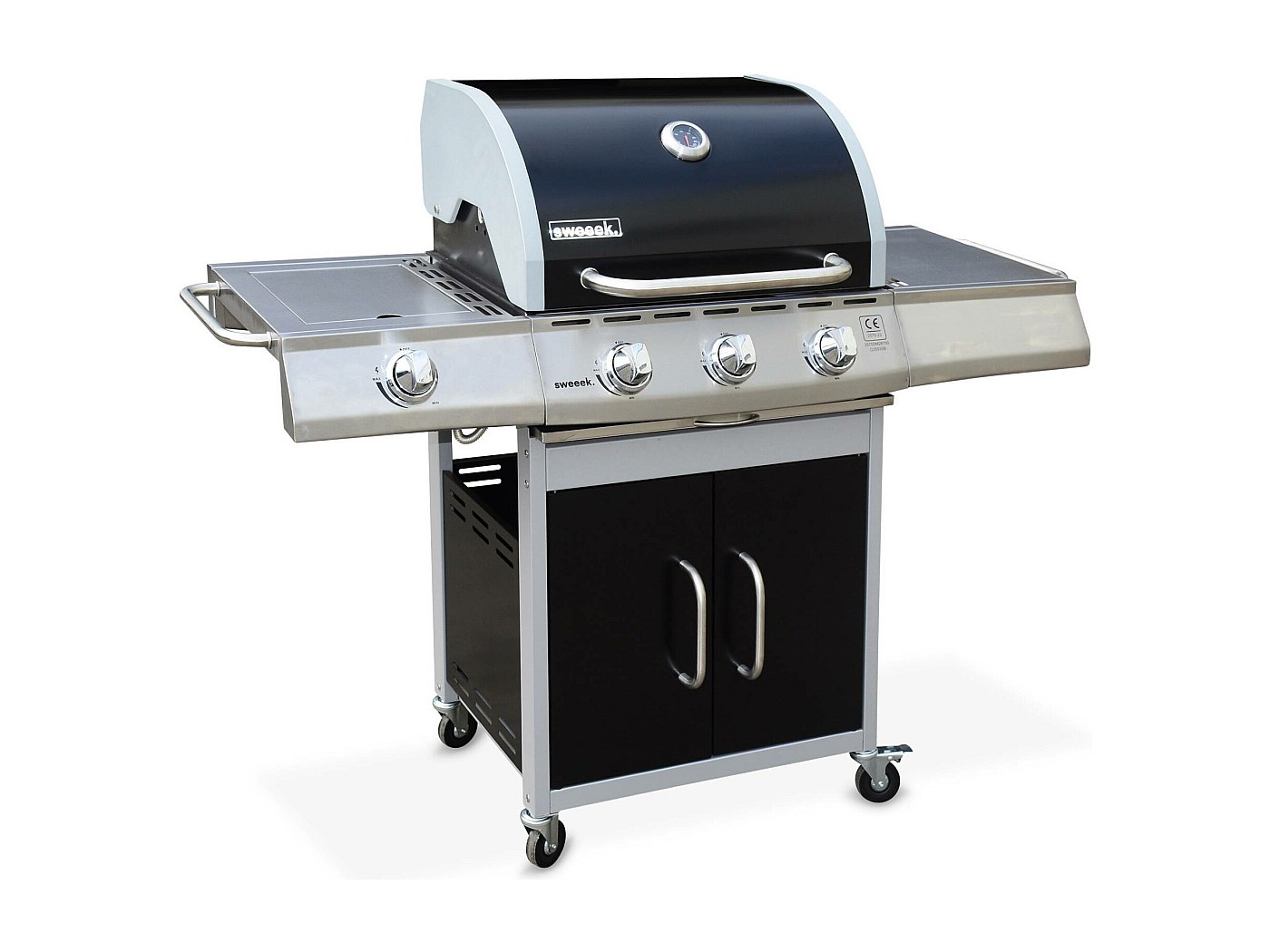 Barbecue gaz inox 14kW - Richelieu Noir - Barbecue 4 brûleurs dont 1 ...