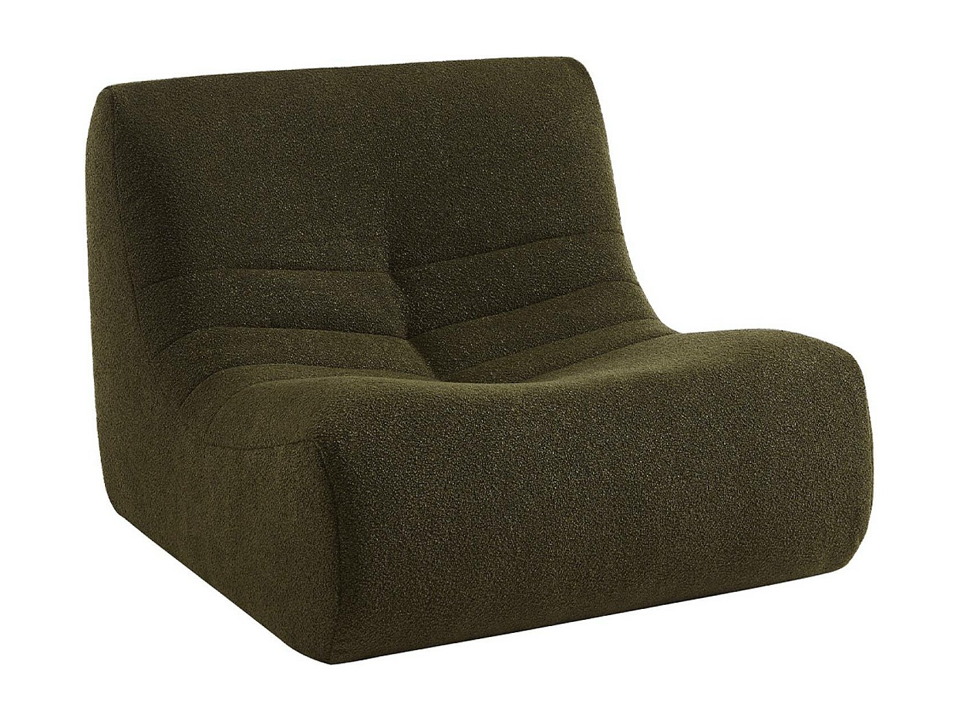 Fauteuil chauffeuse en bouclette texturée kaki foncé style contemporain ...
