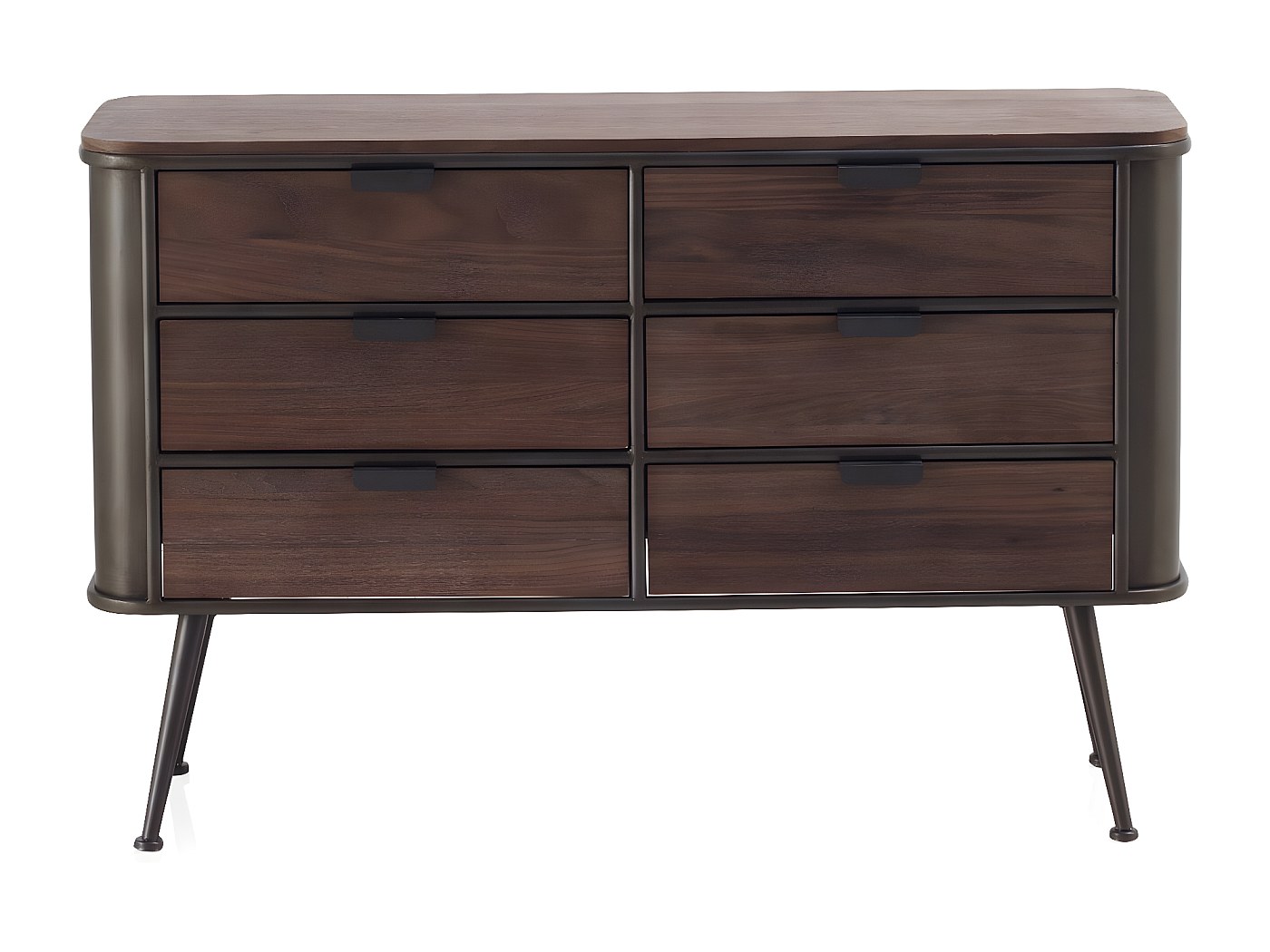 Commode en métal avec dessus et 6 tiroirs en sapin
