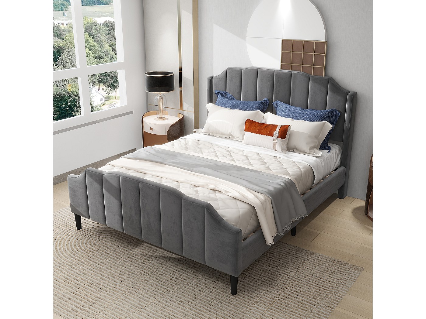 Lit adulte Lit double capitonné 140x200 cm avec tête de lit - Lit d ...