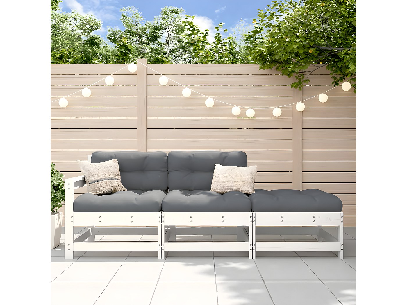 Día y Noche - Día y Noche Juego de sofás de jardín 3 pzas y cojines ...