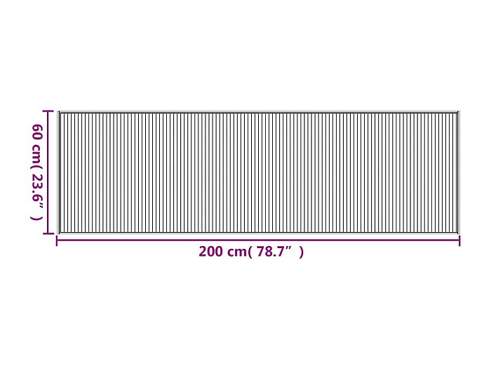 Tapis rectangulaire gris 60x200 bambou