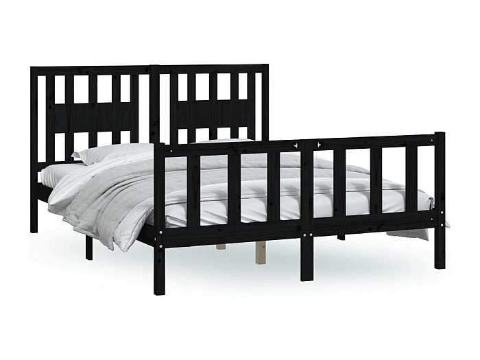 vidaXL Estructura de cama con cabecero madera pino negro 120x200 cm