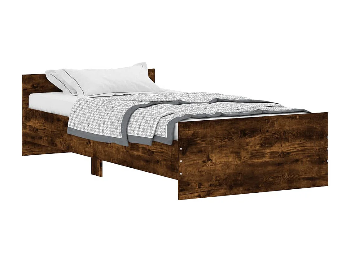 Cadre de lit chêne fumé 90x200 bois d'ingénierie