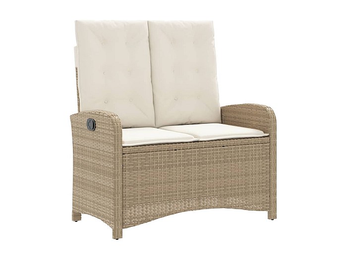 Ensemble à manger de jardin coussins 4 pcs beige résine tressée