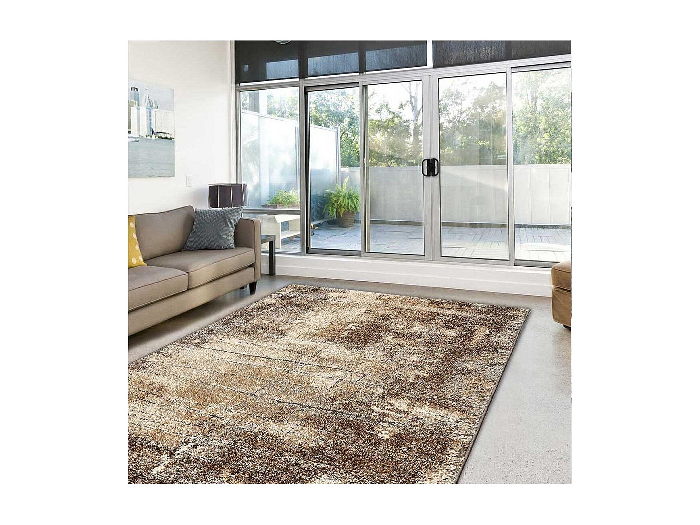 Tapis salon 200x290 cm Rectangulaire NATURAL DEFRACT Gris Salle à ...
