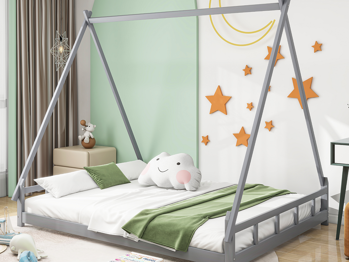 Cama tipi 140 x 200 cm - cama individual - madera maciza - somier ...