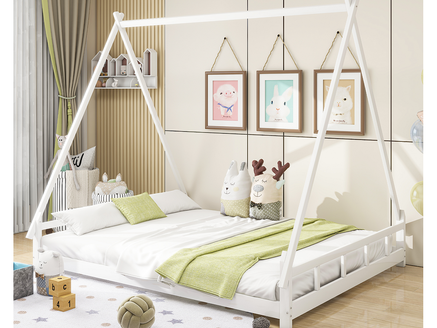 Cama tipi 140 x 200 cm - cama individual - madera maciza - somier ...