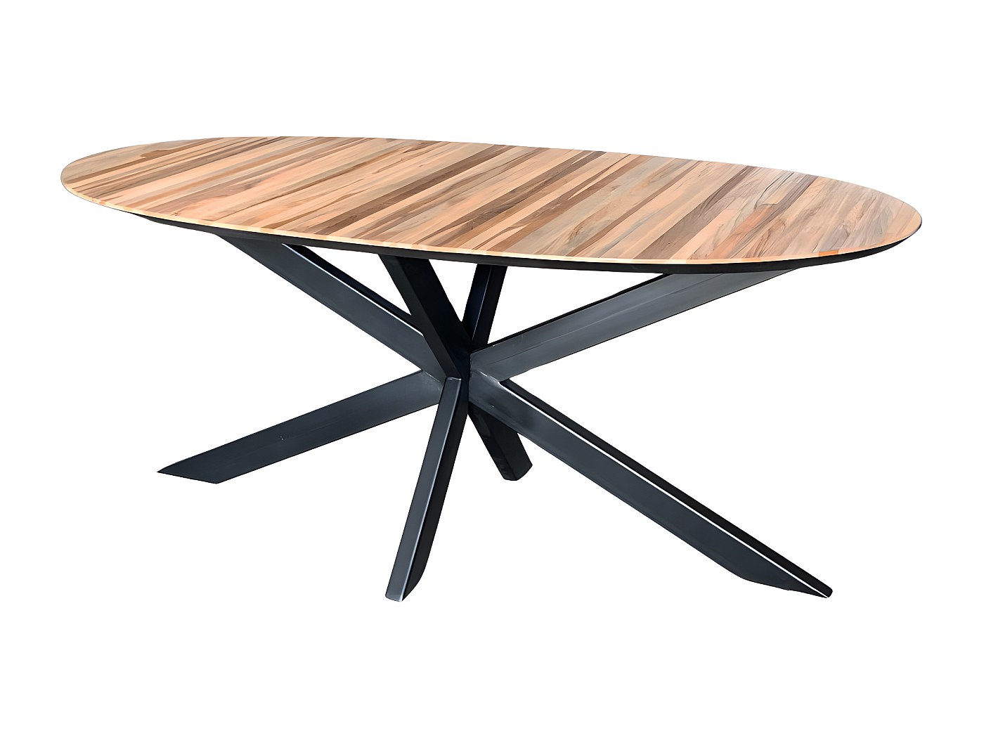 Dehli - Table à manger 6 personnes ovale en bois et métal - Couleur ...