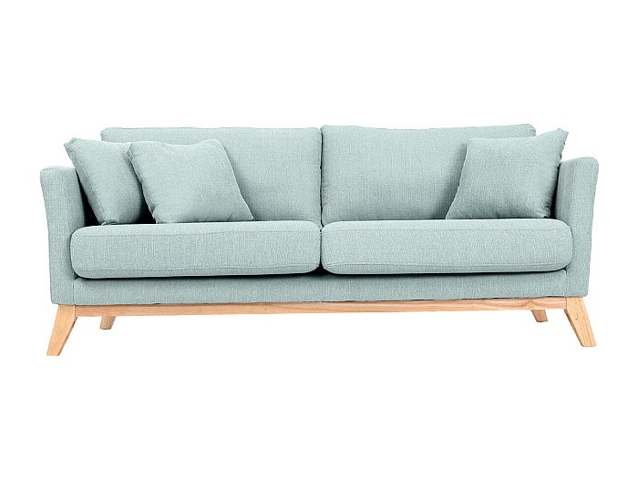 Sofa skandinavisch 3 Plätze Hellblau Holzbeine OSLO