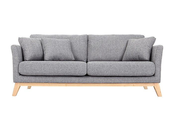 Sofá nórdico 3 plazas gris claro desenfundable patas madera OSLO